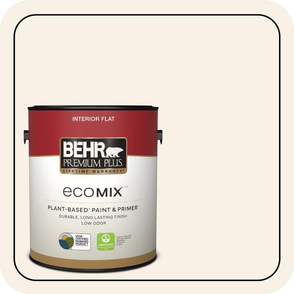 BEHR PREMIUM PLUS 1 gal. #ECC-16-2 Bright Moon Flat EcoMix Plant-Based ...