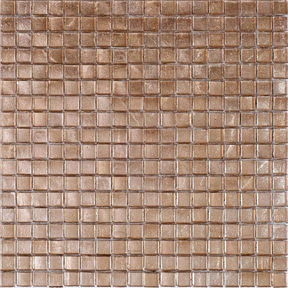 Apollo Tile Skosh 11.6 in. x 11.6 in. Glossy French Beige Glass Mosaic ...