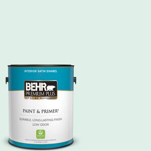 BEHR PREMIUM PLUS 8 oz. #490C-1 Ice Cube Flat Interior/Exterior Paint ...
