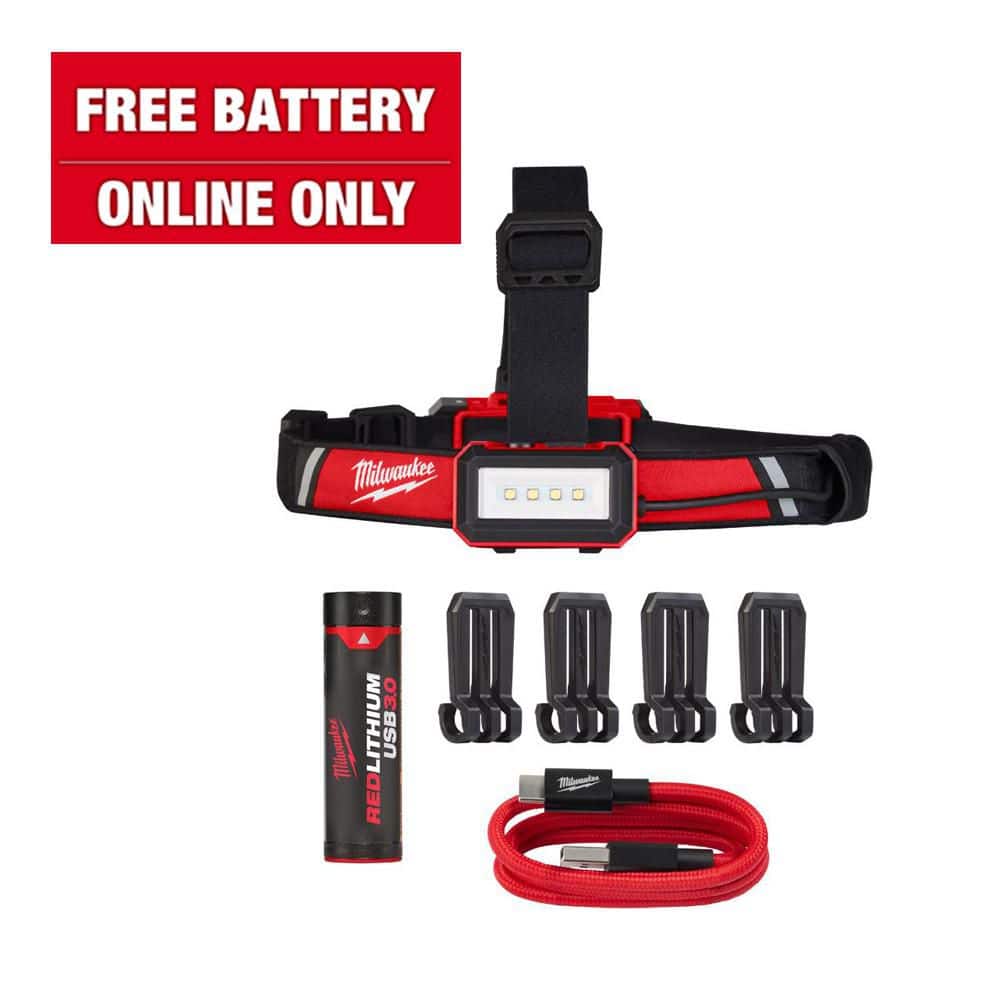 Milwaukee 600 Lumens LED REDLITHIUM USB Low-Profile Hard Hat Headlamp ...