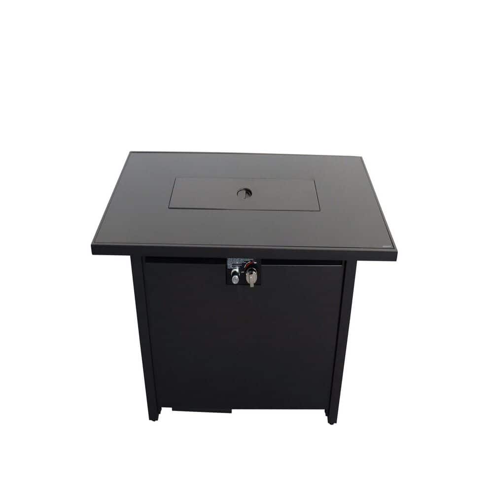 YOSIMFUR 25 in. H x 42 in. W Black Rectangle Steel Outdoor Fire Pit ...