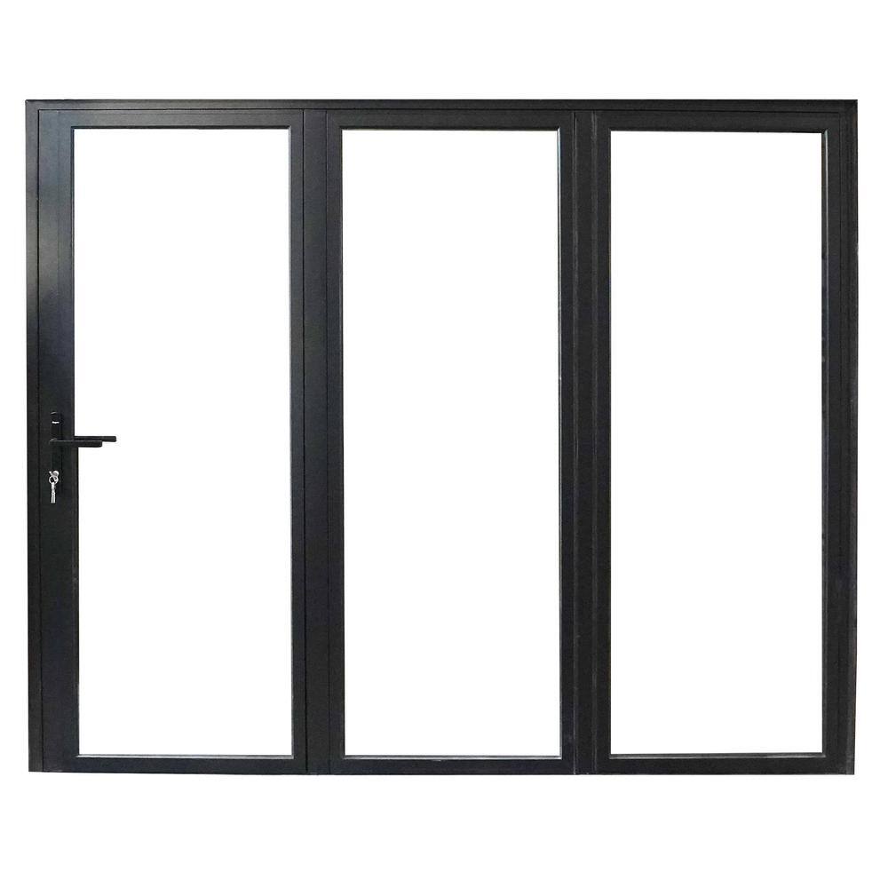 TEZA DOORS Teza 85 Series 108 in. x 80 in. Matte Black Left to Right ...
