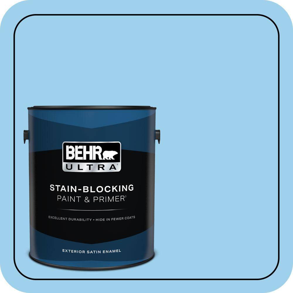 BEHR ULTRA 1 gal. #P500-3 Spa Blue Satin Enamel Exterior Paint & Primer ...