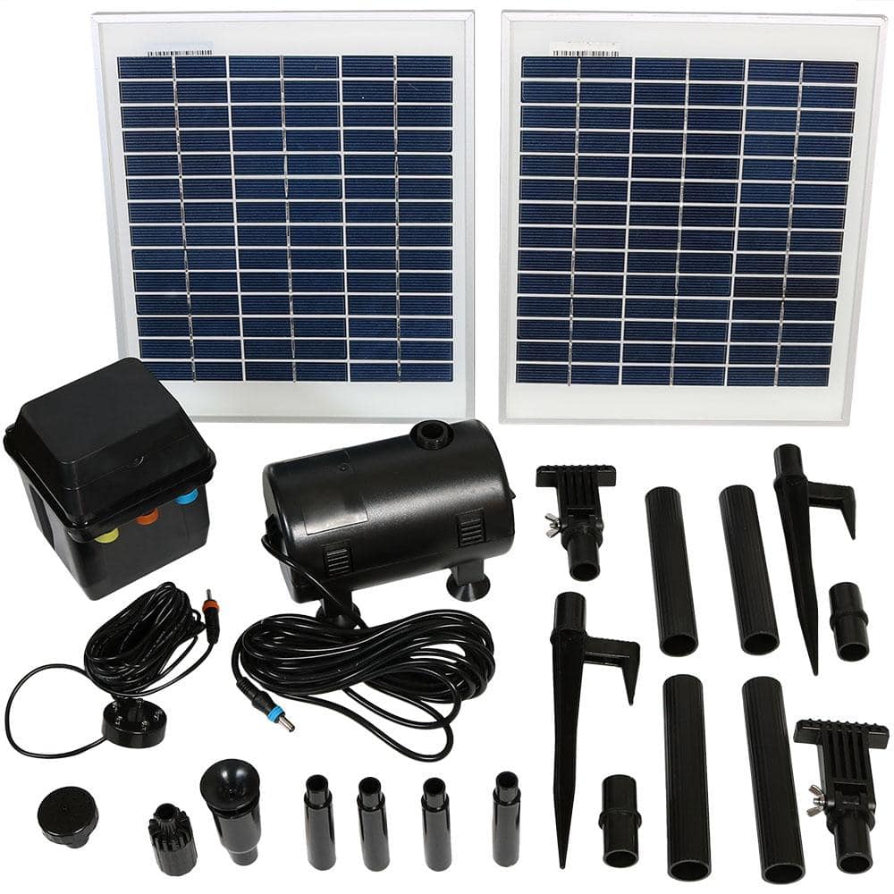 Sunnydaze 396 GPH Solar Pump and Solar Panel Kit with Battery Pack and ...
