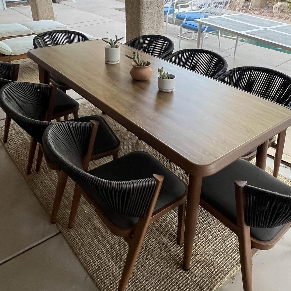 PURPLE LEAF 9-Piece Aluminum Wicker Dining Table and Chairs Patio ...