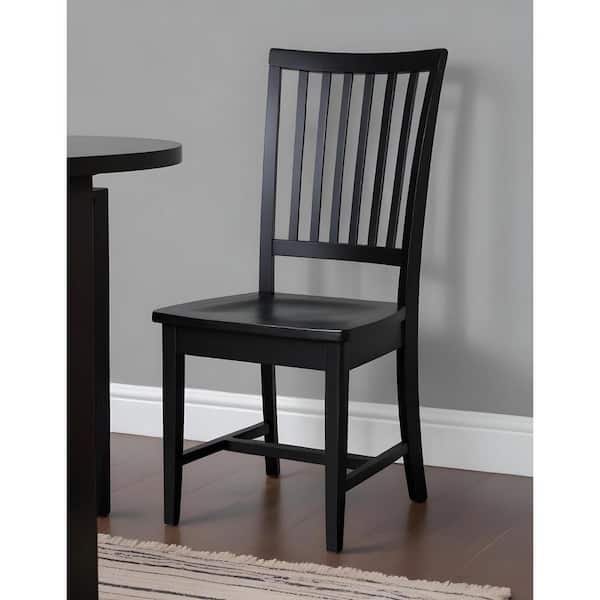 HomeRoots Black Wood Slat Back Side Chair 2000517735 - The Home Depot