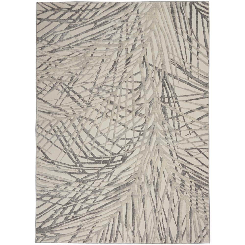 Nourison Rustic Textures Ivory/Grey 6 ft. x 9 ft. Abstract Contemporary ...