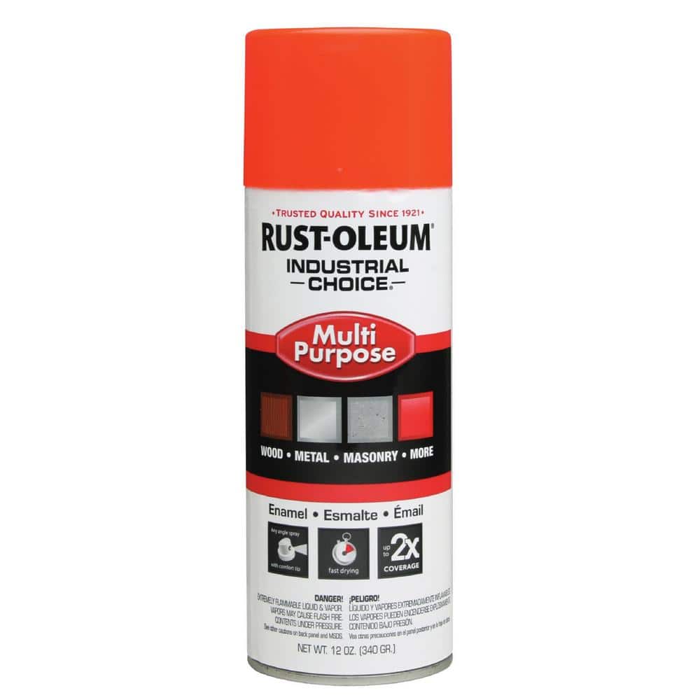 Rust-Oleum Industrial Choice 12 oz. Gloss Fluorescent Orange Enamel ...