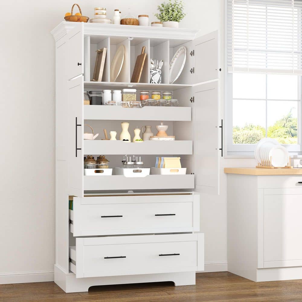 Harper & Bright Designs White 72.6 in. H Kitchen Pantry Organizers ...