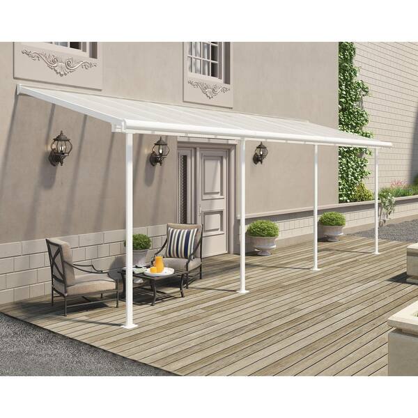 CANOPIA by PALRAM Sierra 7.5 ft. x 22.5 ft. White/Clear Aluminum Patio ...