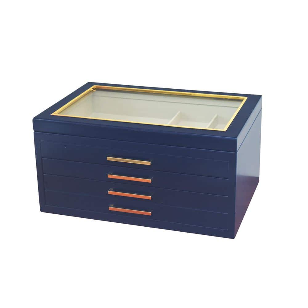 Large Contemporary Navy Jewelry Box 5816 - The Home Depot