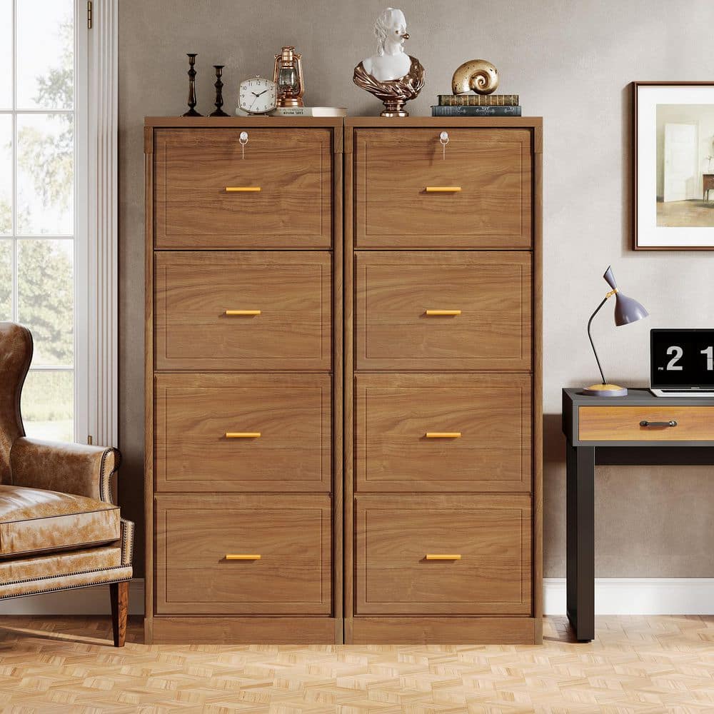 BYBLIGHT Atencio 4-Drawer Brown 2Pcs Wood 23 in. W Vertical Simple ...