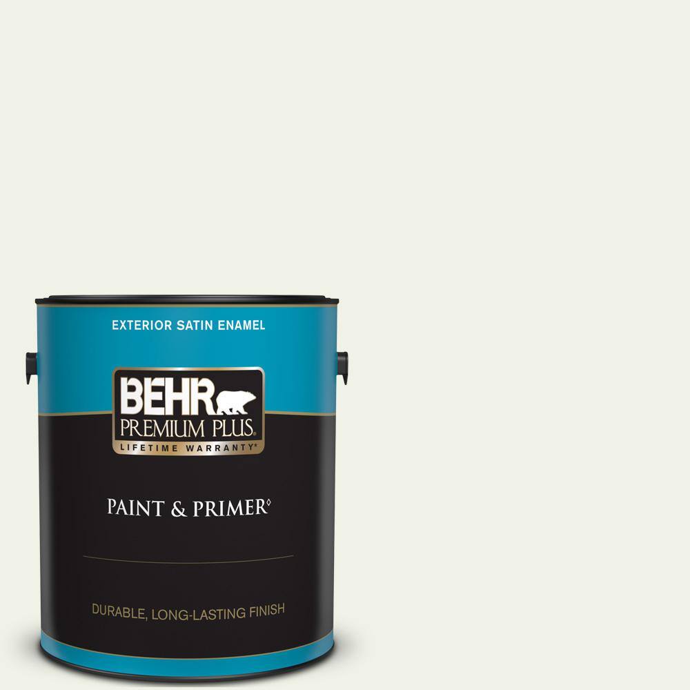 BEHR PREMIUM PLUS 1 gal. #PPU18-07 Falling Snow Satin Enamel Exterior ...