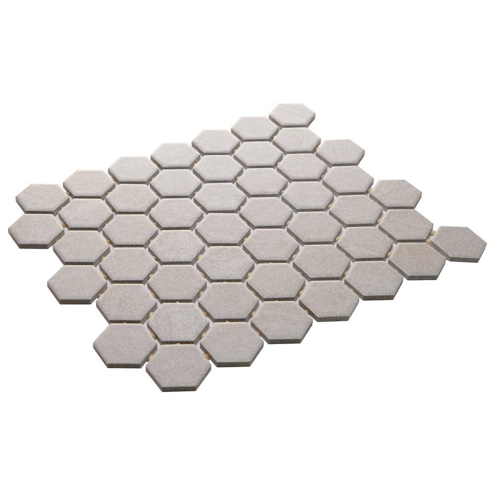 Buy Nova Falls Gray 10 in. x 12 in. x 6.35 mm Ceramic Hexagon Mosaic ...