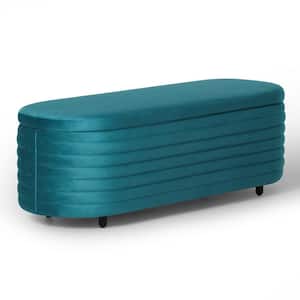 WESTINFURNITURE Farrah 54 in. Wide Oval Velvet Upholstered Entryway ...