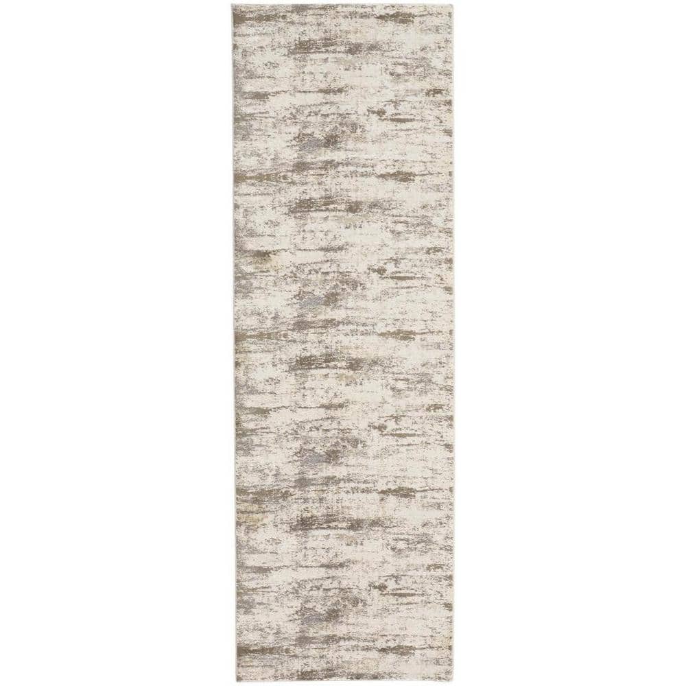 HomeRoots Brown and Ivory Abstract 2 ft. x 8 ft. Runner Rug 2000514732 ...