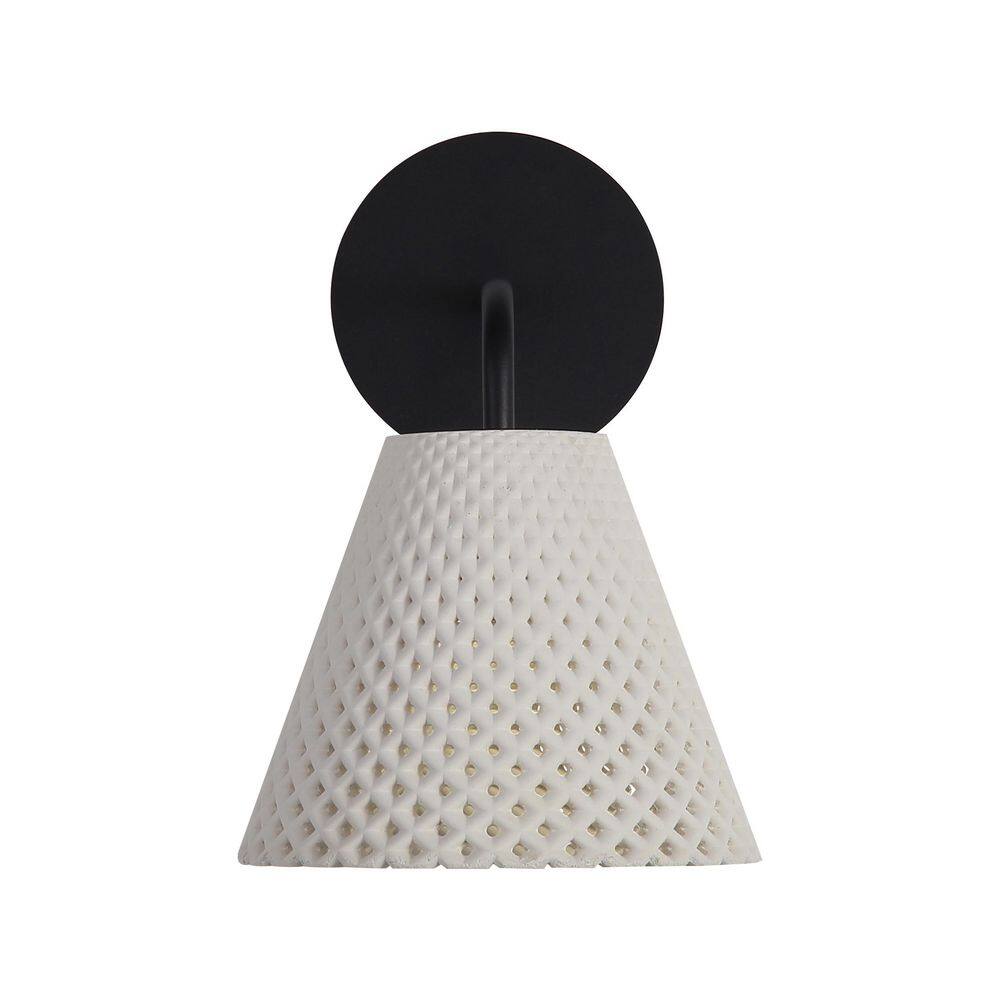 Golden Lighting Clarus 8 in. White Sandstone Cement Outdoor Hardwired ...