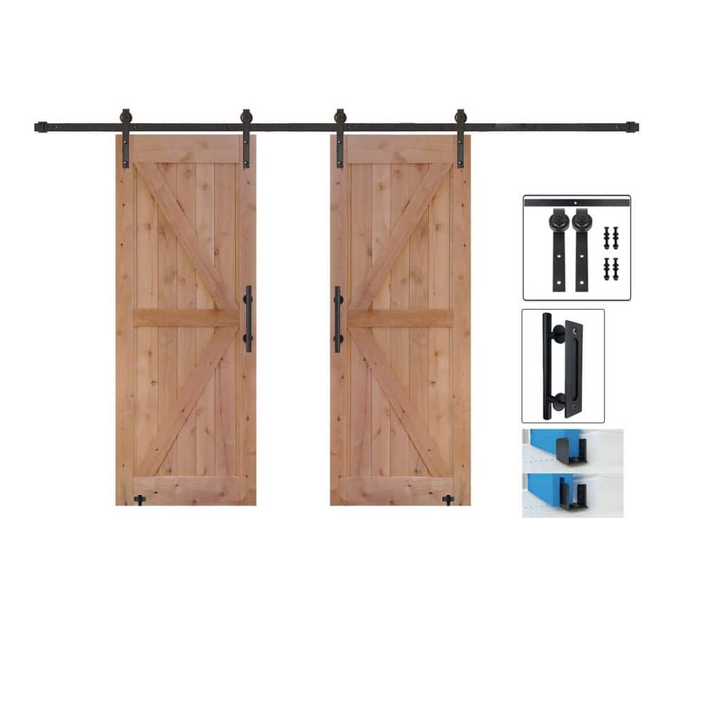 LUBANN 60 in. x 84 in. Biparting Solid Core Clear Gloss Finished Alder ...