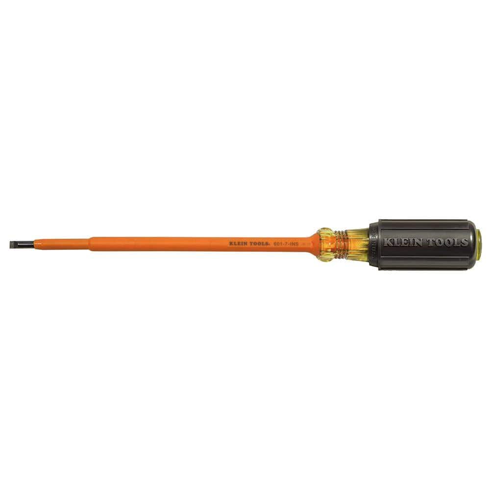 Klein Tools 3/16 in. Insulated Cabinet-Tip Flat Head Screwdriver with 7 ...