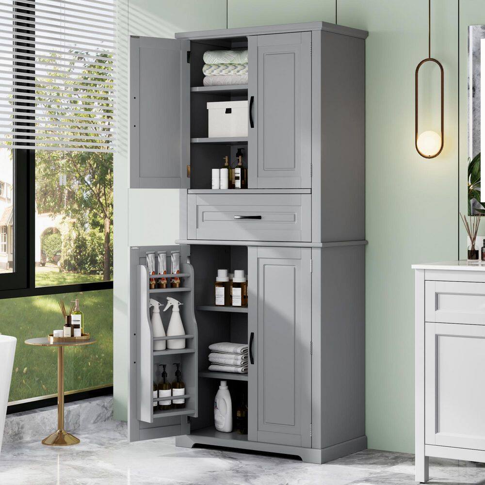 Harper & Bright Designs Gray 72 in. H Multi-Functional Storage Cabinet ...
