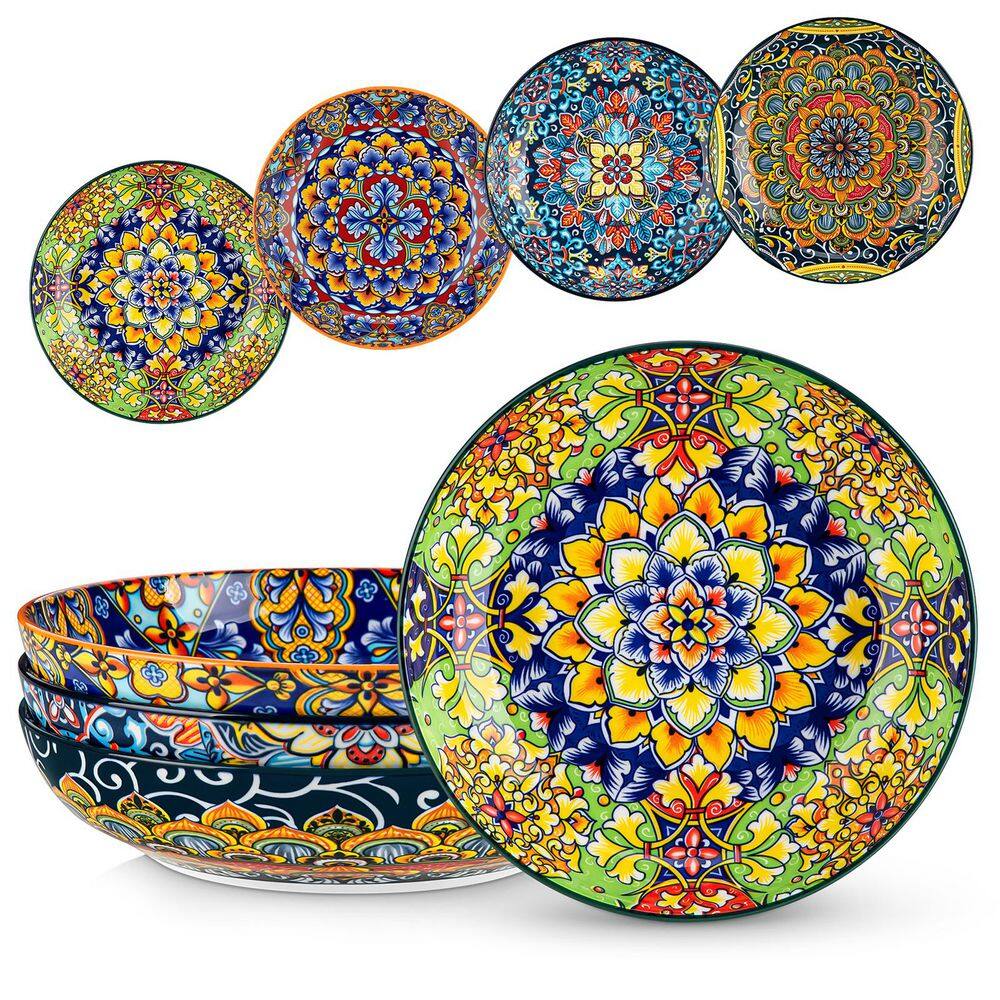 vancasso 42 fl. oz. Multi-colored Stoneware Pasta Bowls Set of 2 Soup ...