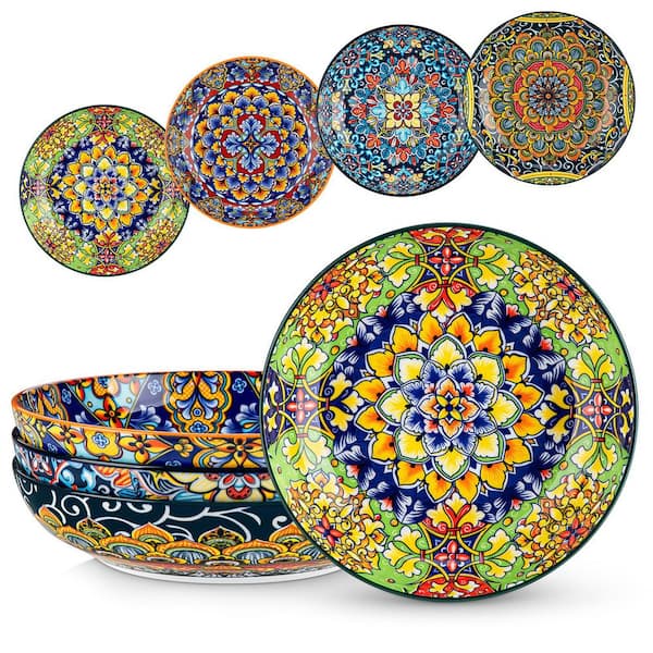 vancasso 42 fl. oz. Multi-colored Stoneware Pasta Bowls Set of 2 Soup ...