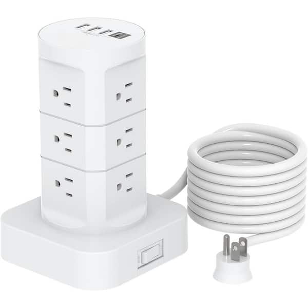 Lukyamzn 12-Outlet Retractable Power Strip Tower Surge Protector with 5 ...