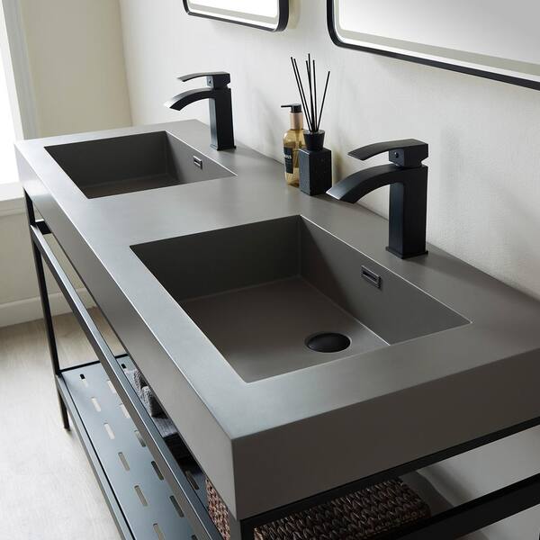 ROSWELL Ablitas 59.8 in. Composite Stone Double Console Bathroom Sink ...