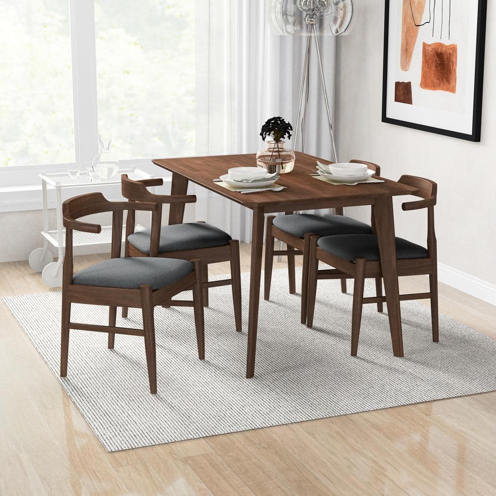 Ashcroft Furniture Co Abbet 5-Piece Mid-Century Rectangular Walnut Top ...