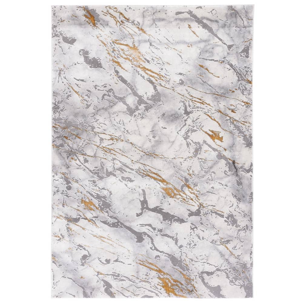 SAFAVIEH Craft Gray/Yellow 7 ft. x 9 ft. Abstract Marble Area Rug ...