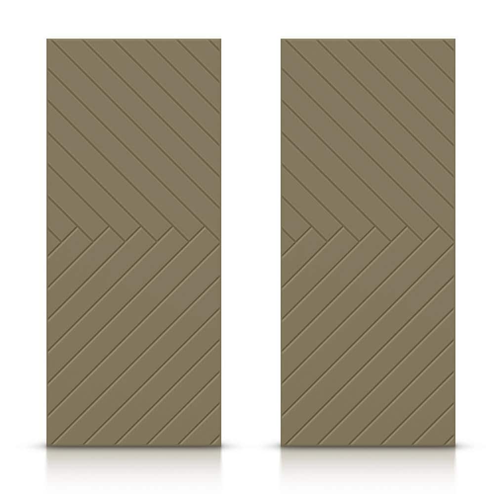 CALHOME 72 in. x 96 in. Hollow Core Olive Green Painted Composite MDF Interior Double Closet ...