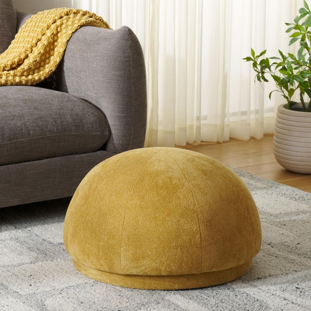 SAFAVIEH Lipy Mustard Linen Round Accent Ottoman OTT1304A - The Home Depot