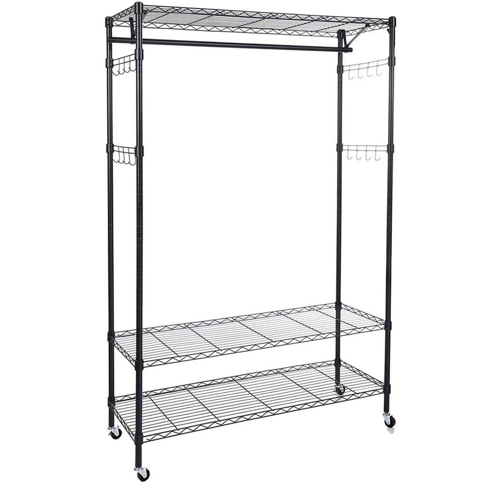 Karl home Black Steel Clothes Rack 17.72 in. W x 70.87 in. H ...