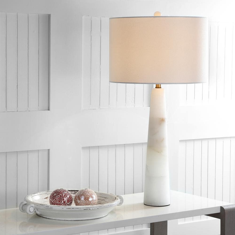 Reviews for SAFAVIEH Delilah 30 in. White Marble Alabaster Table Lamp ...