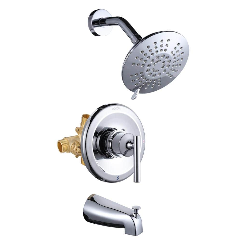 WOWOW Single Handle 5-Spray Shower Faucet 1.8 GPM with High Pressure ...