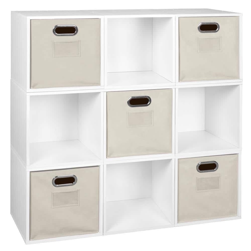 Regency 39 in. H x 39 in. W x 13 in. D White Wood 14-Cube Organizer ...