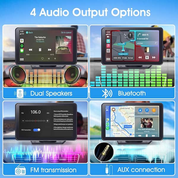Lukyamzn 7 in. HD Touchscreen Portable Wireless Carplay Car Stereo with Apple Car Play and Android Auto in Black SA10 327B096