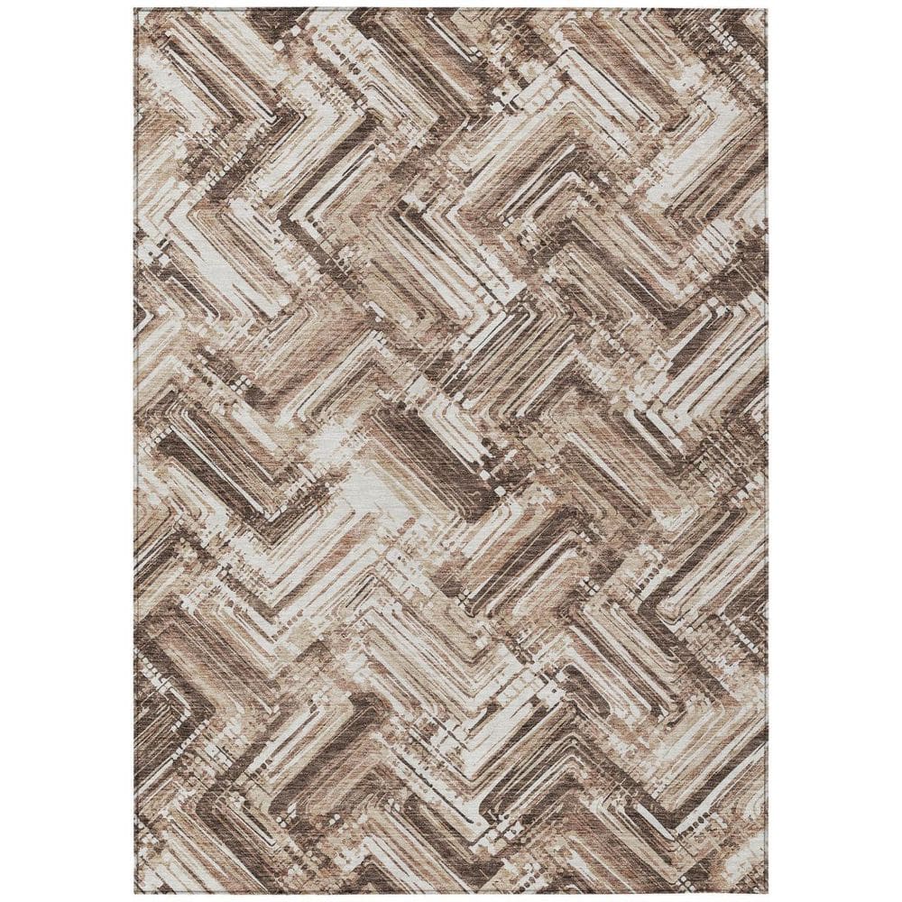 HomeRoots Brown, Taupe, Tan 5 ft. x 8 ft. Woven Geometric Polyester ...