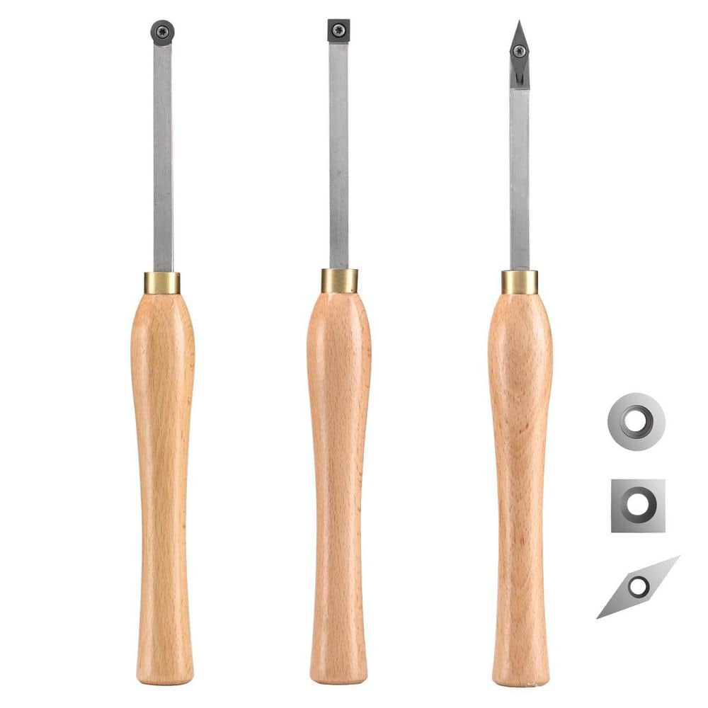 SKYSHALO Wood Lathe Chisel Set, 3 PCS Woodworking Turning Tools ...