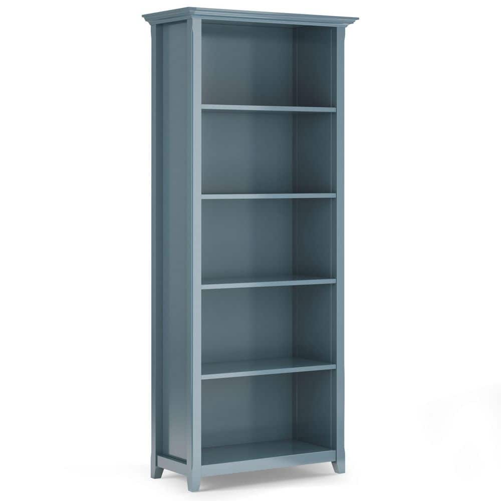 Simpli Home Amherst 30in. H French Blue SOLID WOOD 5-Shelf 5 Shelf ...