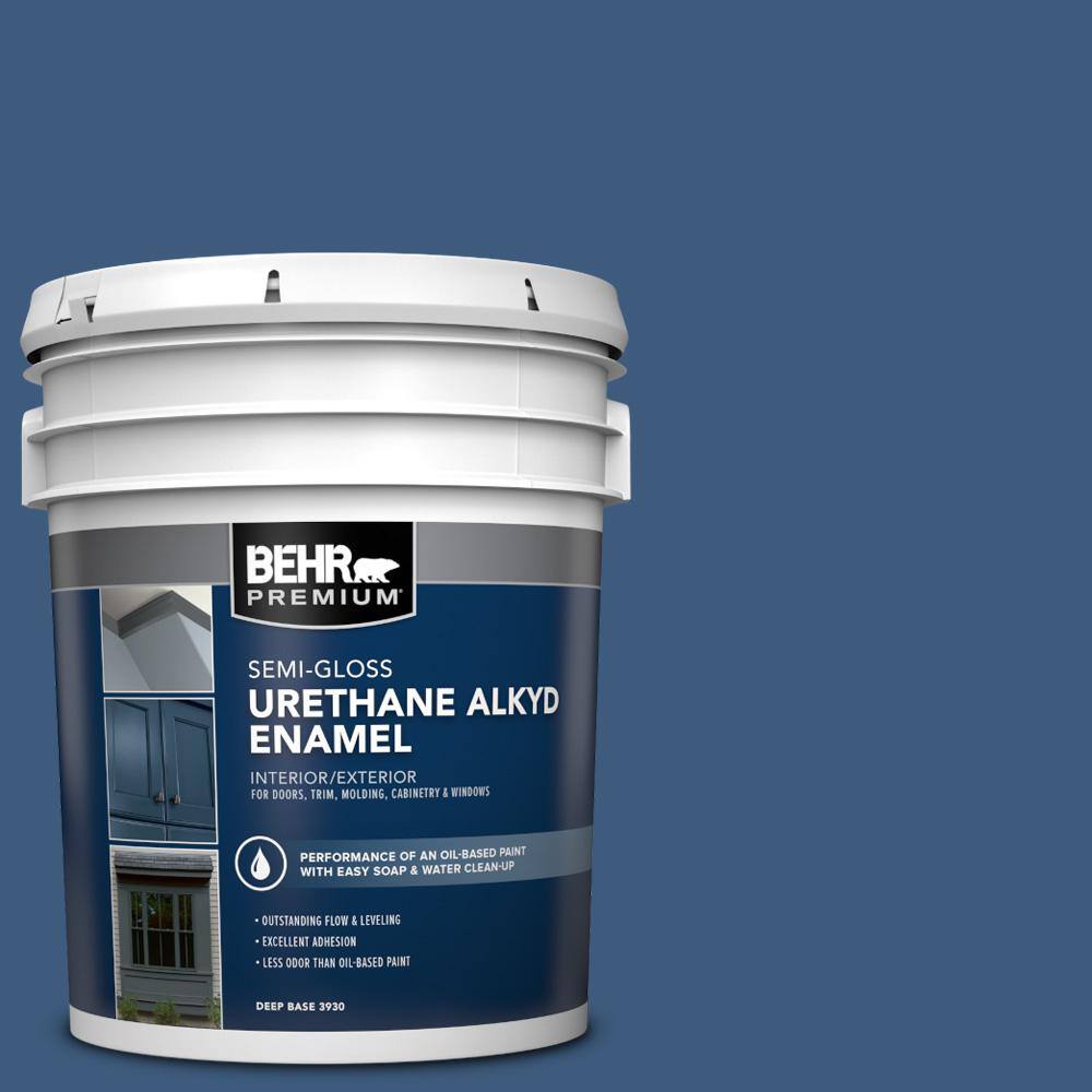 BEHR PREMIUM 5 gal. #M520-7 Admiral Blue Urethane Alkyd Semi-Gloss ...