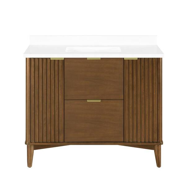 OVE Decors Gabi 42 in. Single Sink Warm Walnut Bath Vanity with White ...