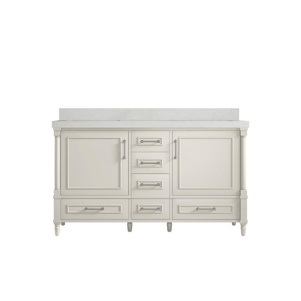 Willow Collections Hudson 60 in. Double Sink Freestanding Alabaster ...