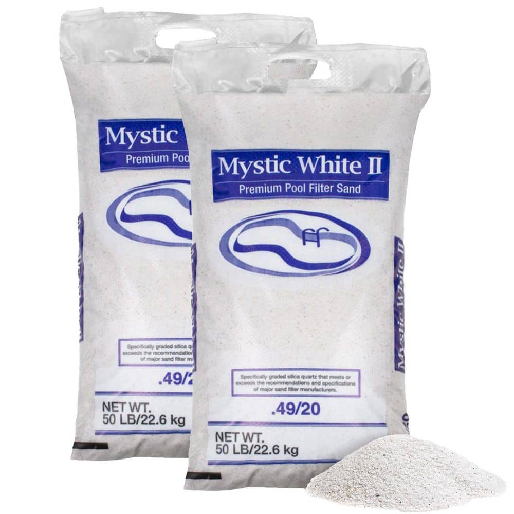 50 Pound Mystic White II Swimming Pool Filter Sand, White (2-Pack ...