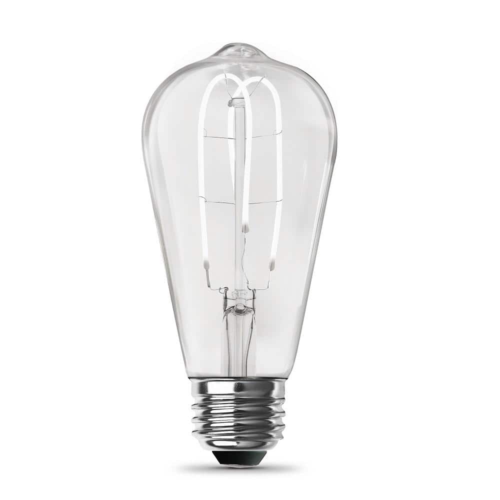 Feit Electric 40-Watt Equivalent ST19 Dimmable M-Shape Filament Clear Glass E26 Vintage Edison ...