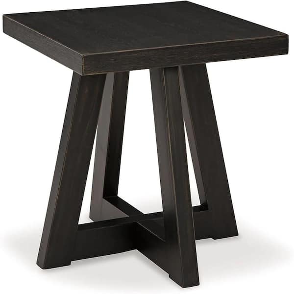 HOME IMPORTS EMPORIUM 24 in. Black Square Wood End Table with Angled ...