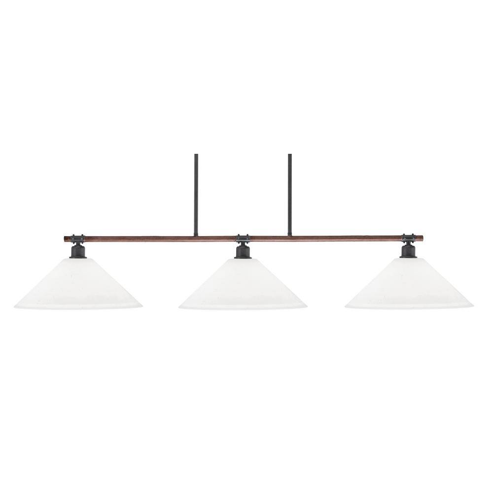 London 3-Light Painted Wood-look Metal and Dark Granite Billiard Light ...