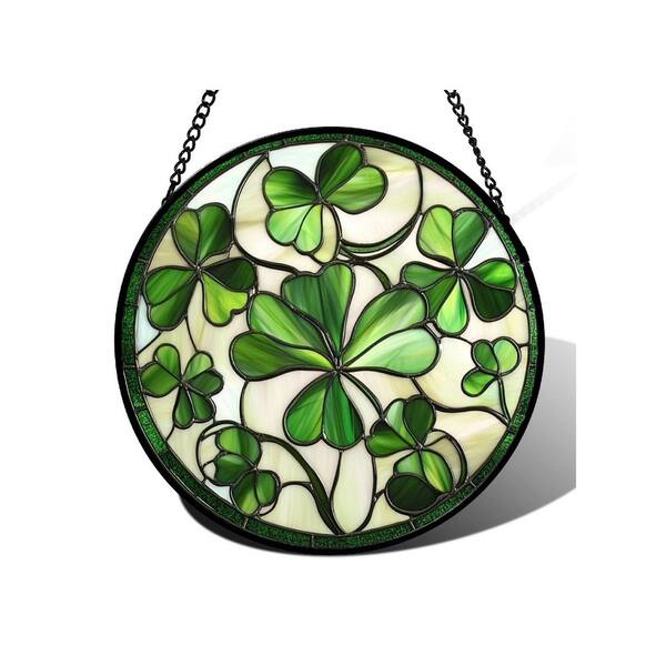 Green Clover Flowers Suncatcher Stained Glass Art Glass Window ...