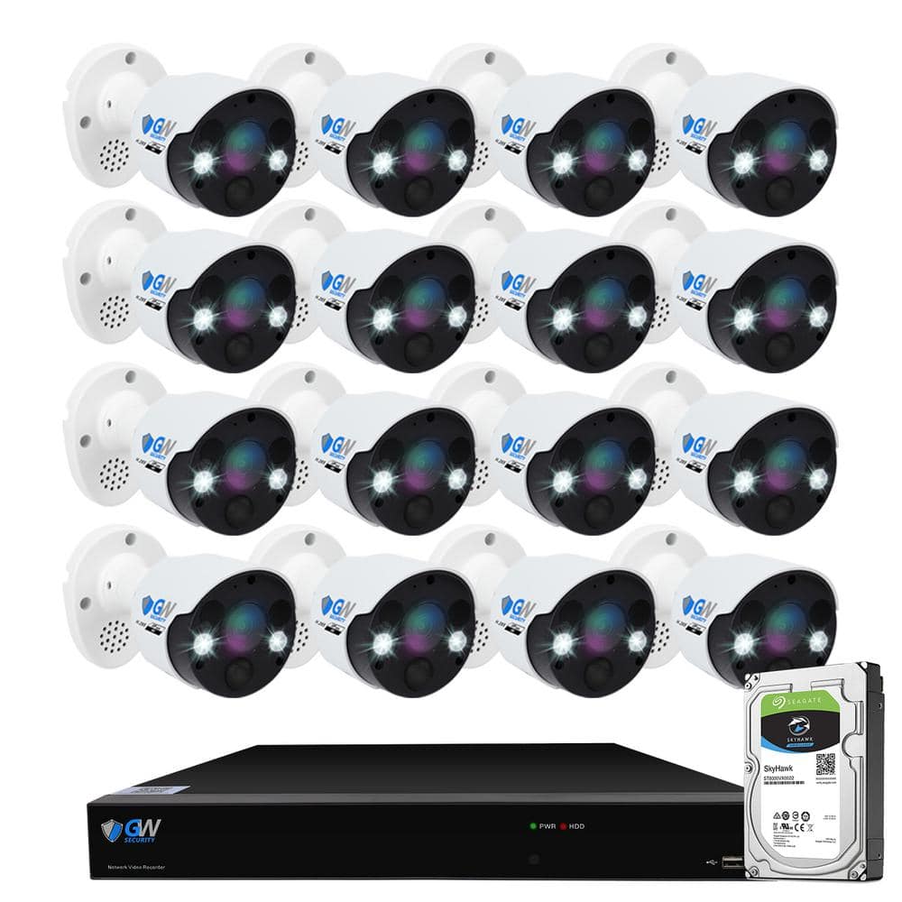 GW Security 16-Channel 8MP 4TB NVR Security Camera System with 16 Wired ...