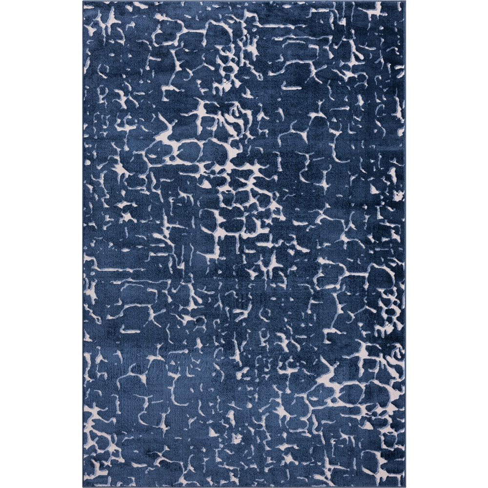 Abani Regal Blue 5 ft. 3 in. x 7 ft. 6 in. Abstract Polypropylene Area ...